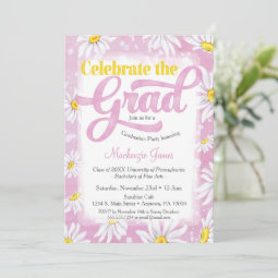 Pink Daisy Graduation Party Invitation Cute Floral | Zazzle