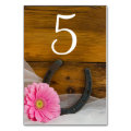 Pink Daisy Horseshoe Country Wedding Table Numbers | Zazzle