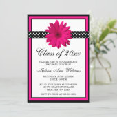 Pink Daisy Polka Dots Graduation Announcement | Zazzle