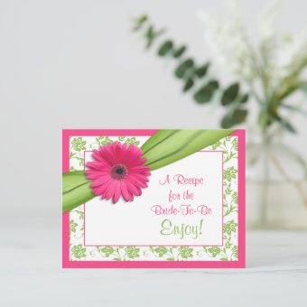 Pink Daisy Recipe Card for the Bride to Be | Zazzle