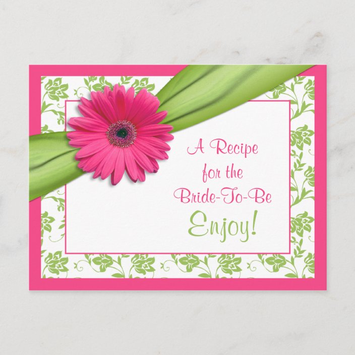 Pink Daisy Recipe Card for the Bride to Be | Zazzle.com