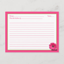 Pink Daisy Recipe Card for the Bride to Be | Zazzle