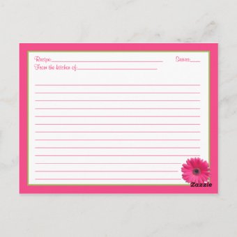 Pink Daisy Recipe Card for the Bride to Be | Zazzle