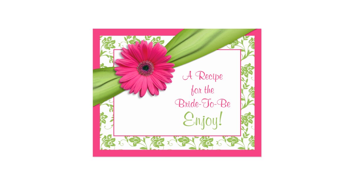 Pink Daisy Recipe Card for the Bride to Be | Zazzle.com