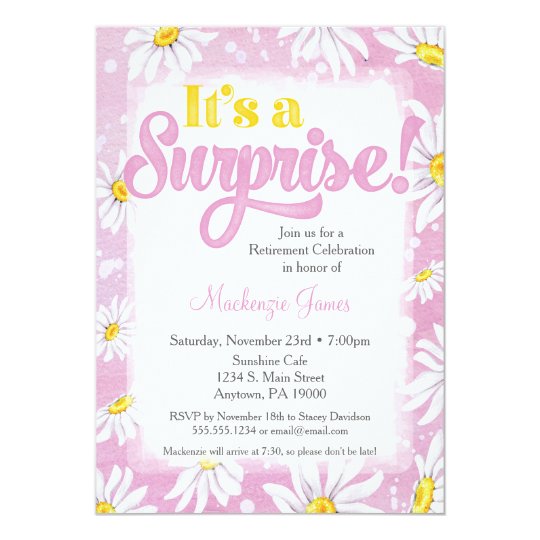 Pink Daisy Surprise Retirement Party Invitation | Zazzle.com