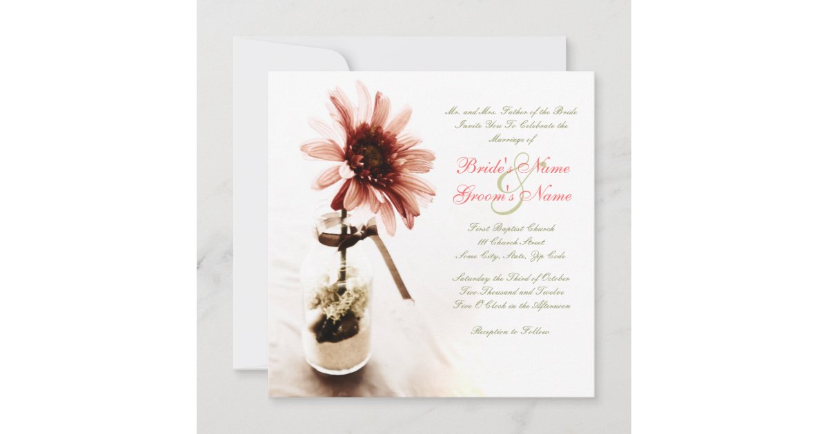 Pink Daisy Wedding Invitation | Zazzle