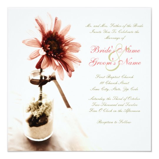 Pink Daisy Wedding Invitation | Zazzle.com