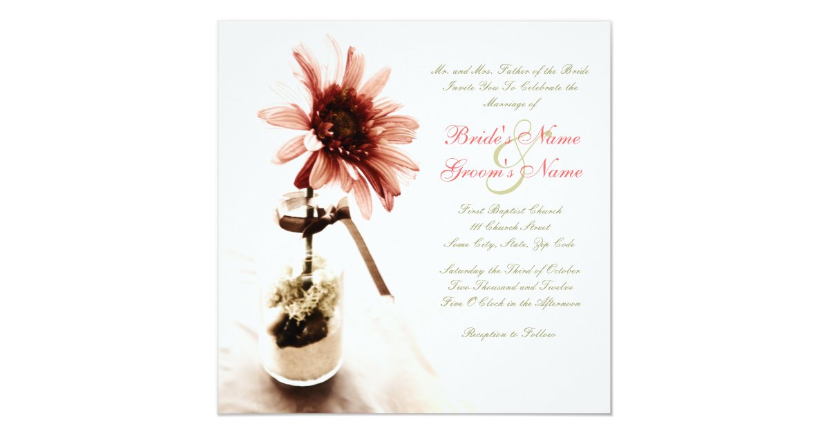 Pink Daisy Wedding Invitation | Zazzle.com