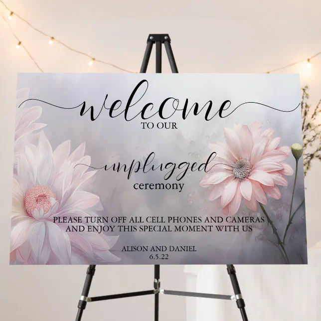 Pink Daisy Welcome Unplugged Ceremony Foam Board | Zazzle