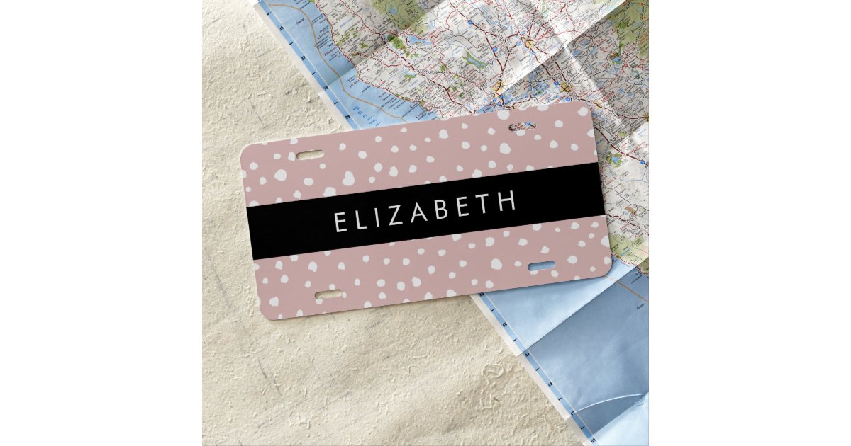 Pink Dalmatian Spots, Dalmatian Dots, Your Name License Plate | Zazzle