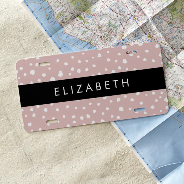 Pink Dalmatian Spots, Dalmatian Dots, Your Name License Plate | Zazzle