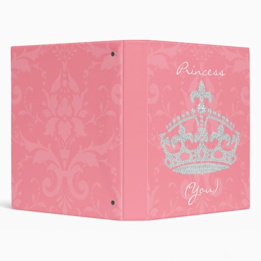Pink Damask Diamond Princess Crown Binder | Zazzle