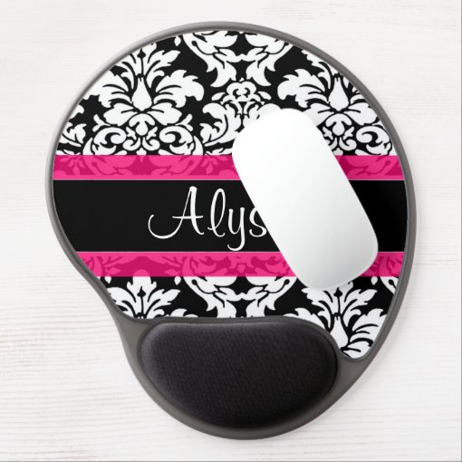 Pink Damask Personalized Gel Mouse Pad | Zazzle