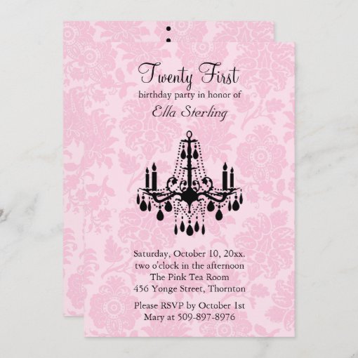 Pink Damask Twenty First Birthday Invitation | Zazzle