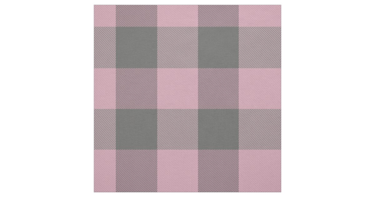 pink dark gray buffalo plaid fabric | Zazzle