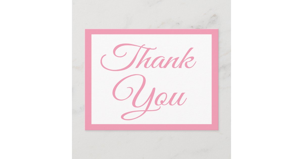 Pink Delight Thank You Greeting Postcard | Zazzle
