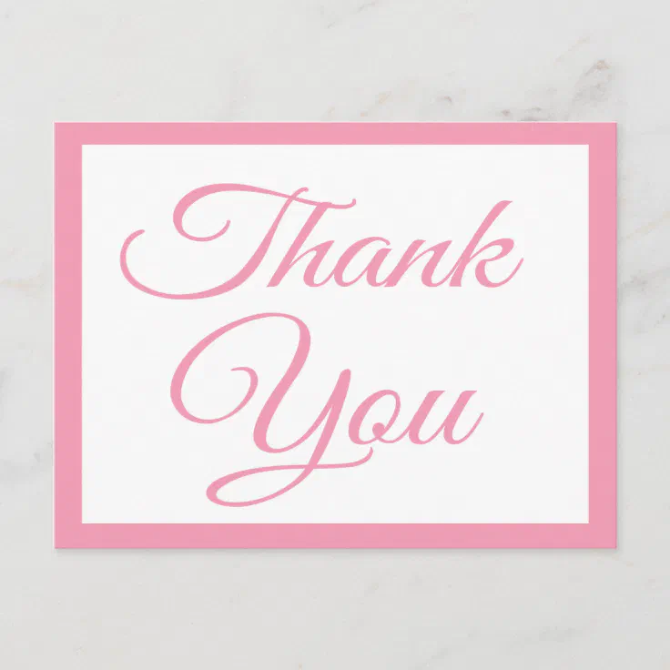Pink Delight Thank You Greeting Postcard | Zazzle
