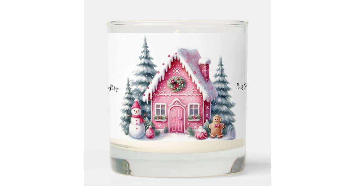 Pink Delightful Gingerbread House Candle | Zazzle