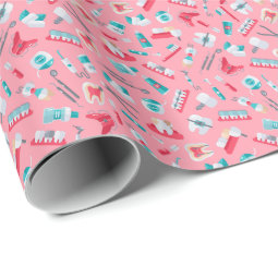 Pink Dental Pattern Wrapping Paper | Zazzle