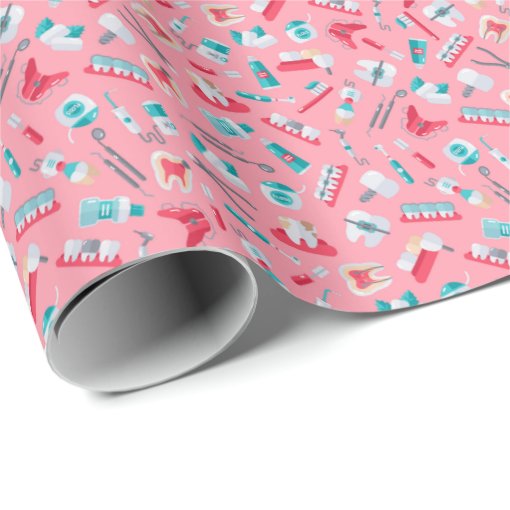 Pink Dental Pattern Wrapping Paper | Zazzle
