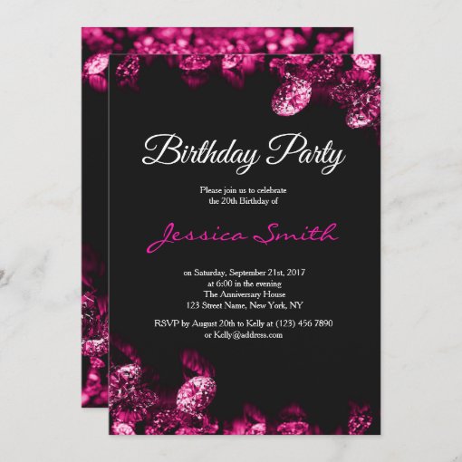 Pink Diamond Birthday Party Invite | Zazzle