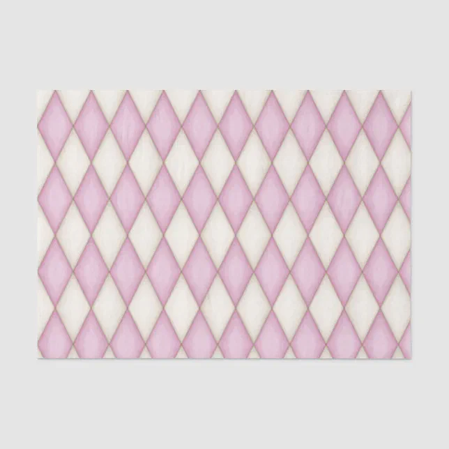 Pink Diamond Check Medieval Fairytale Princess Tissue Paper | Zazzle