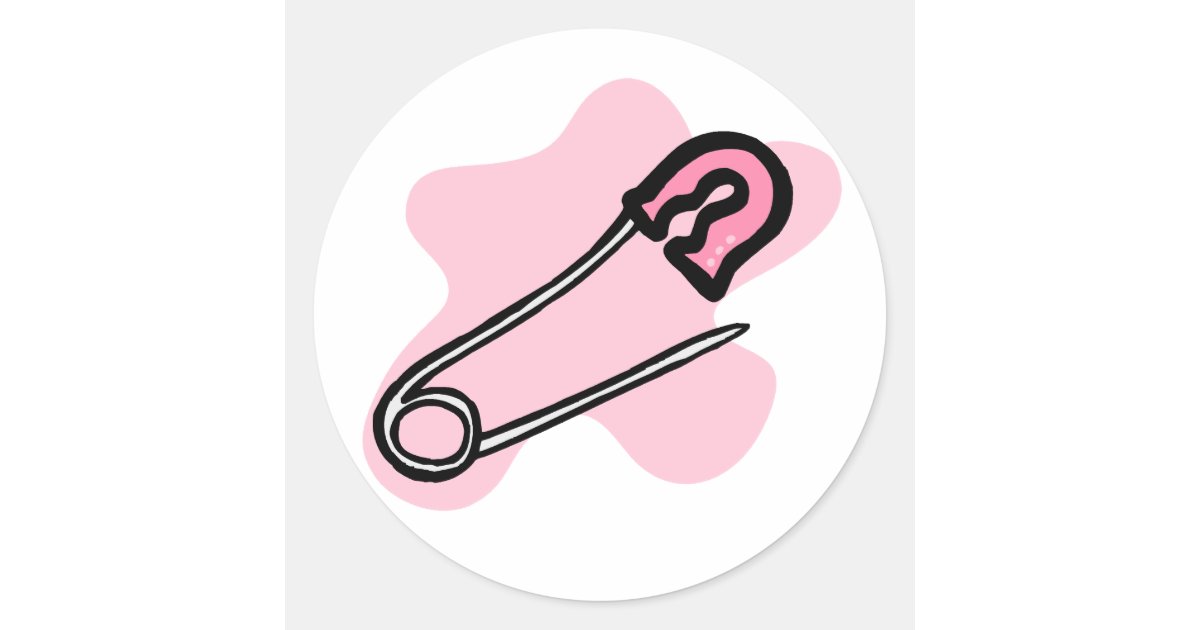 Pink Diaper Pin Classic Round Sticker | Zazzle