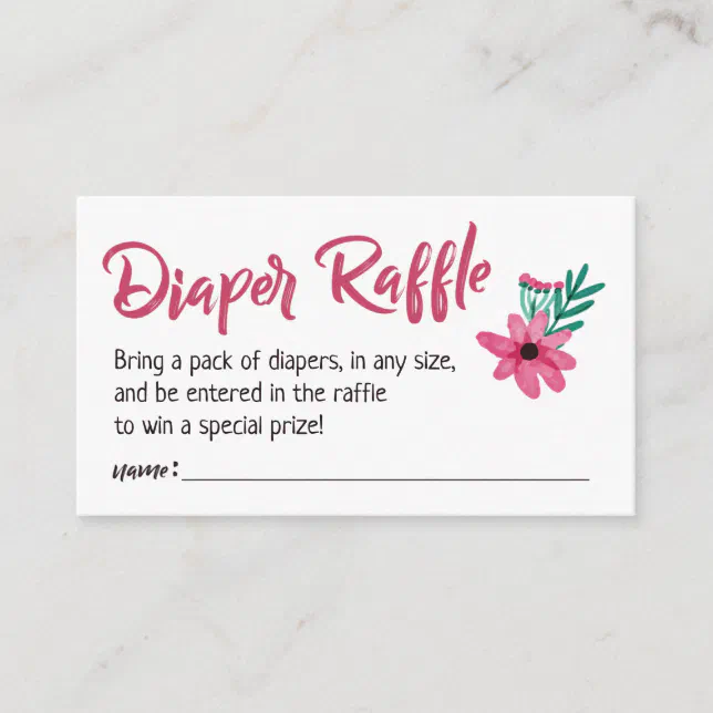Pink Diaper Raffle Card | Zazzle