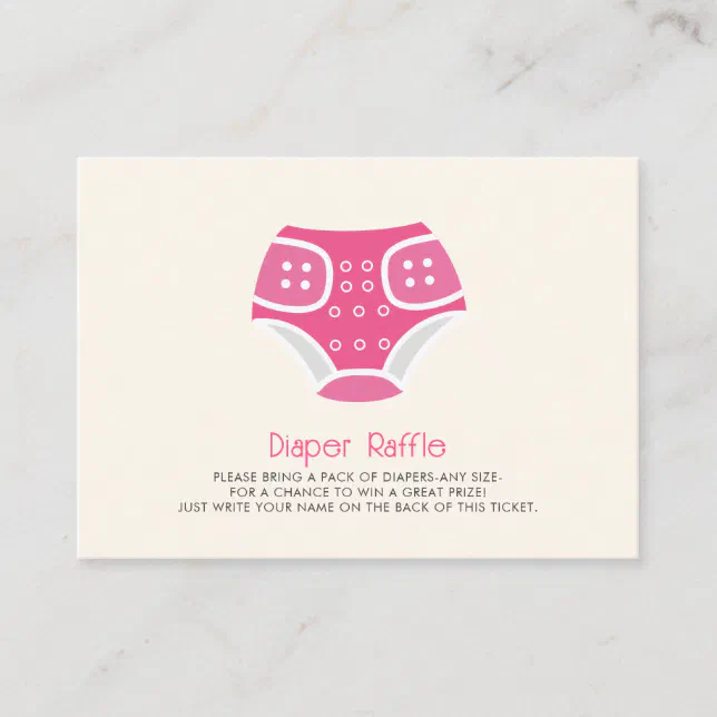 Pink Diaper Raffle Enclosure Card | Zazzle