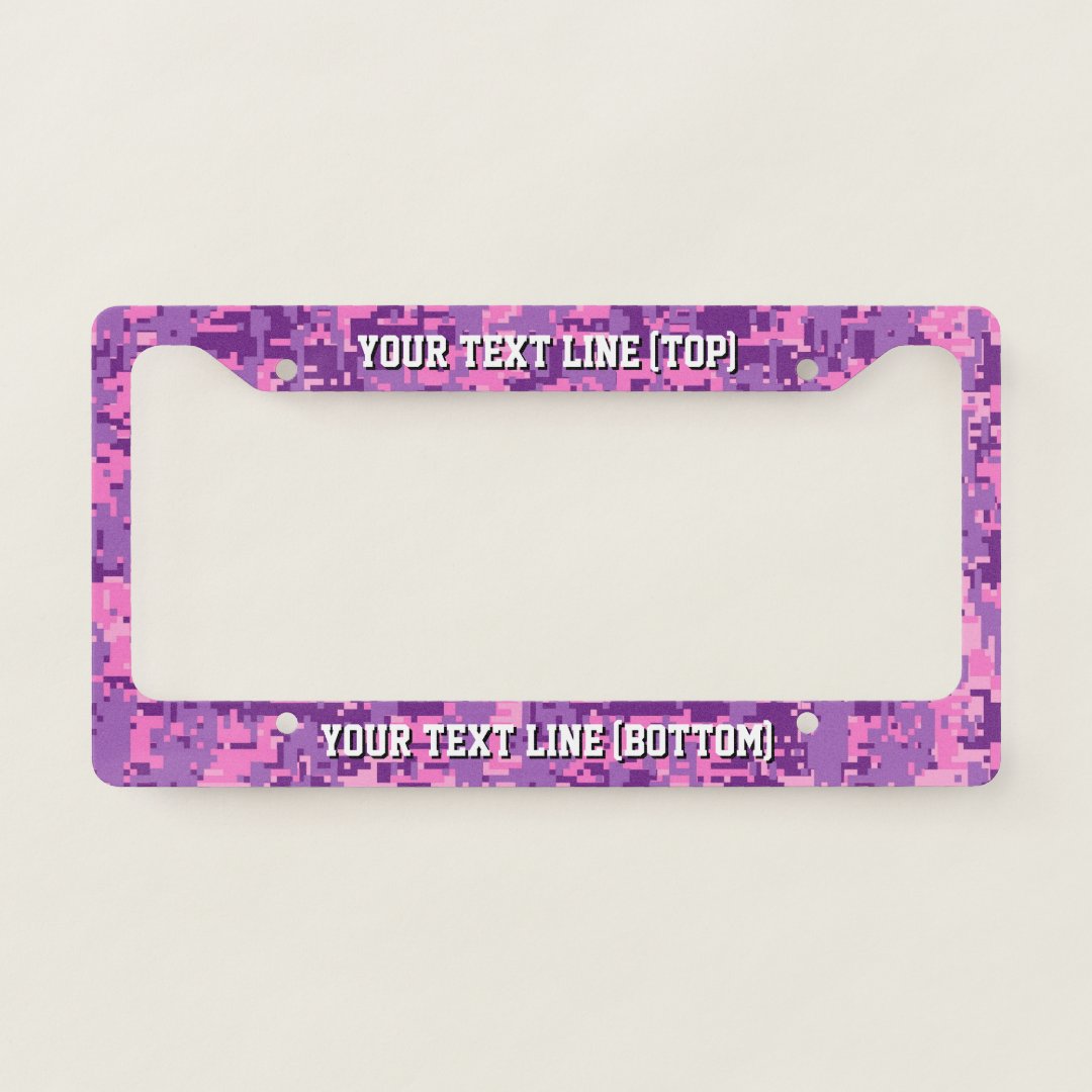 Pink Digital Camo graphic on a Personalized License Plate Frame | Zazzle