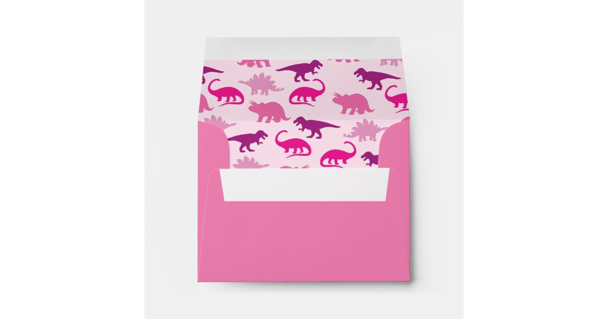 Pink Dinosaur Cute Kid's Dino Envelope | Zazzle
