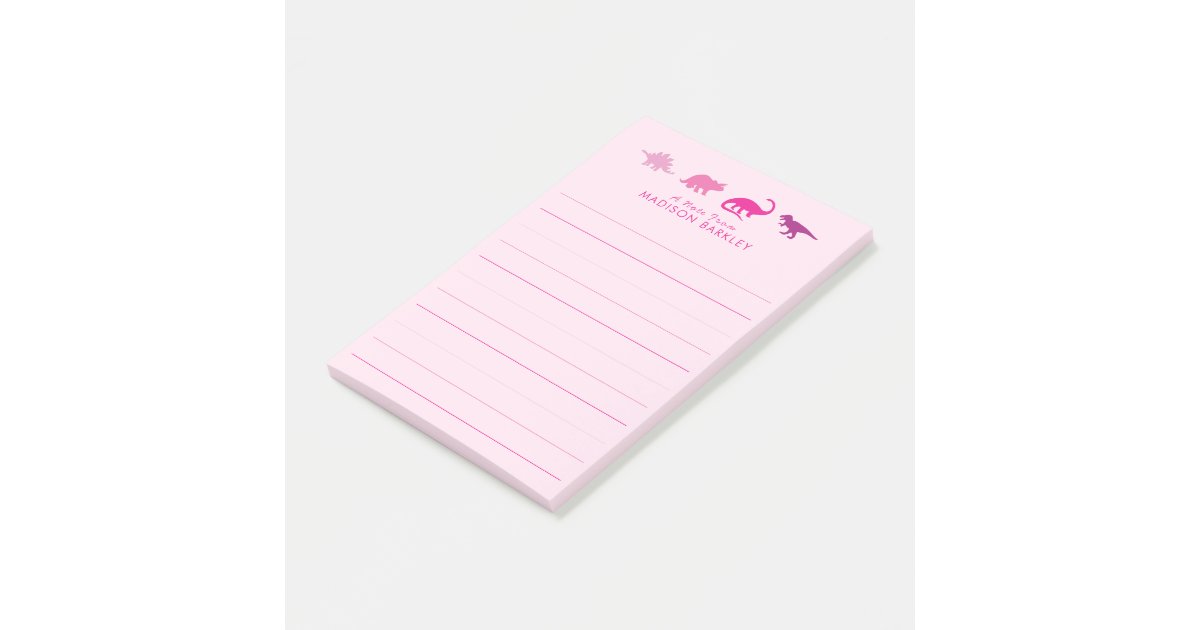 Pink Dinosaur Cute Kid's Dino Post-it Notes | Zazzle