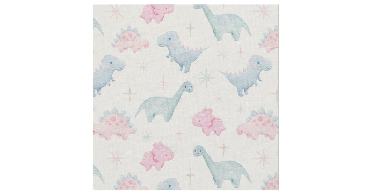 Pink Dinosaur Pattern Kids Fabric | Zazzle