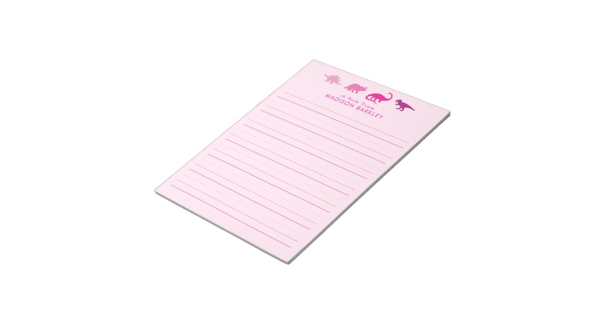 Pink Dinosaurs Cute Kid's Dino Stationary Notepad | Zazzle