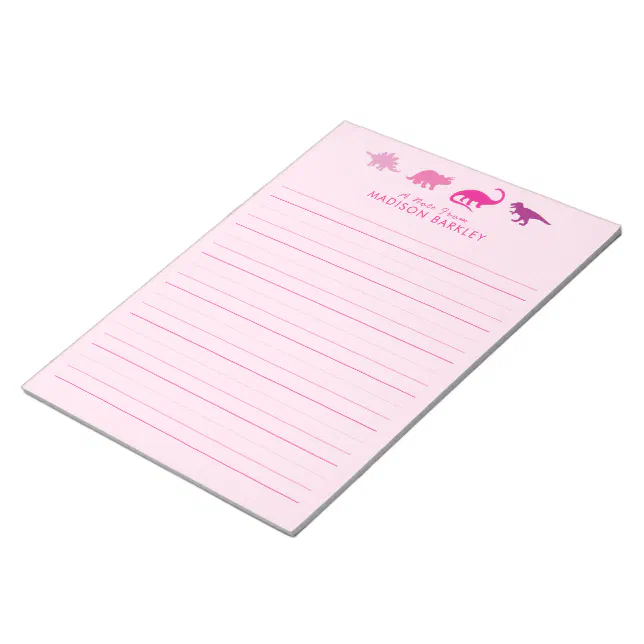 Pink Dinosaurs Cute Kid's Dino Stationary Notepad | Zazzle