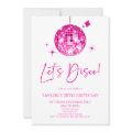 Pink Disco Ball Let's Disco Birthday Party Invitation | Zazzle
