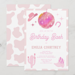 Pink Disco Cowgirl Western Rodeo Birthday Bash Invitation | Zazzle