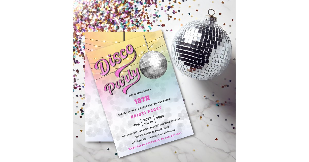 Pink Disco Party Birthday Invitation | Zazzle