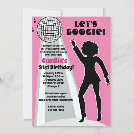 Pink Disco Party Women's Birthday Boogie Invitation | Zazzle
