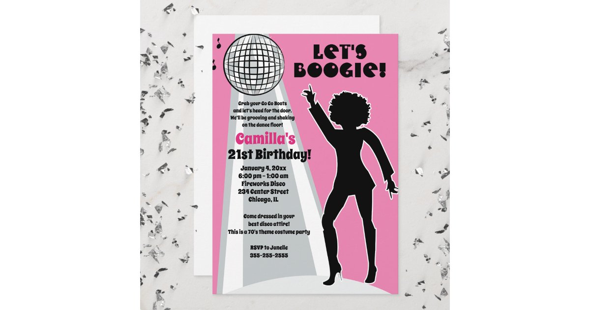 Pink Disco Party Women's Birthday Boogie Invitation | Zazzle