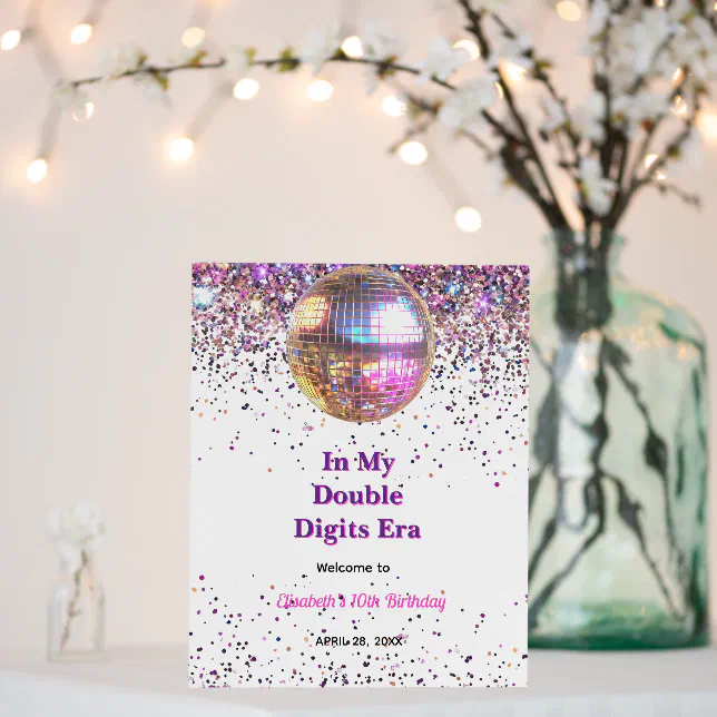 Pink Disco Trendy In My Double Digits Era Birthday Foam Board | Zazzle