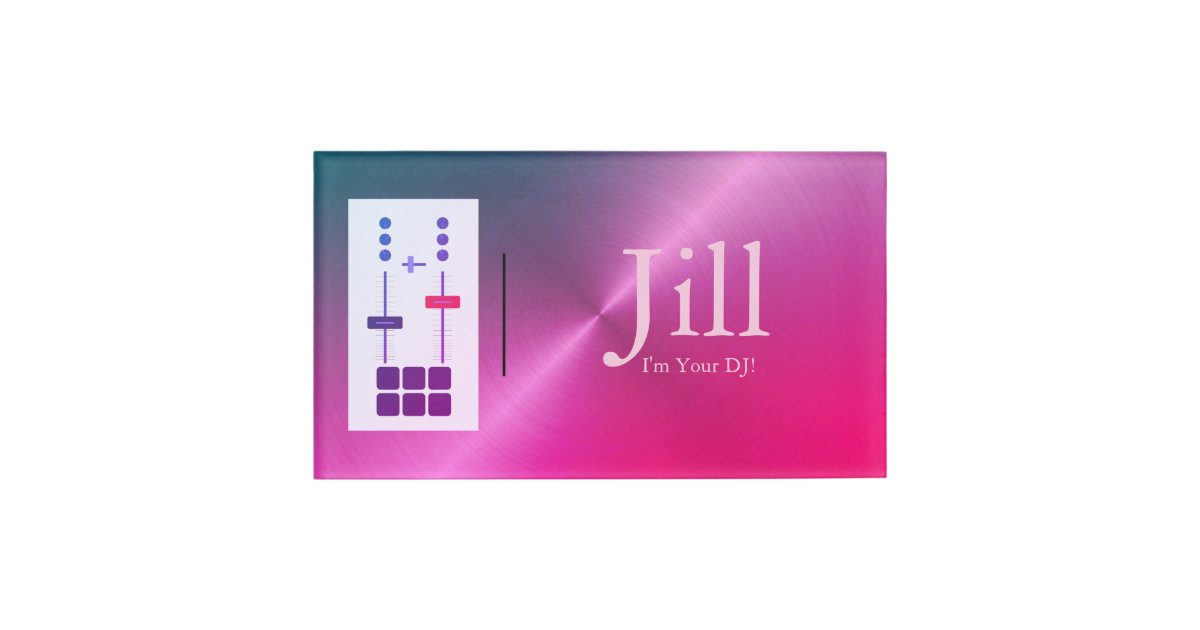 Pink DJ Name Tag | Zazzle