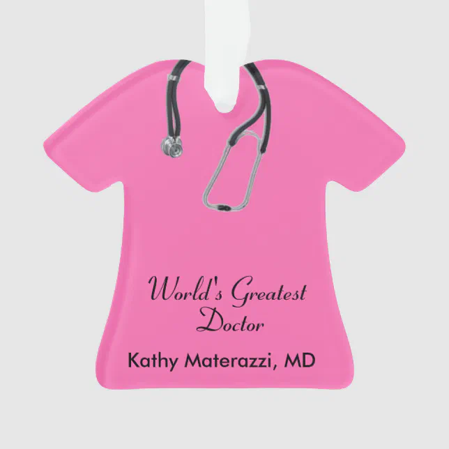 Pink Doctor Scrubs Christmas Ornament | Zazzle