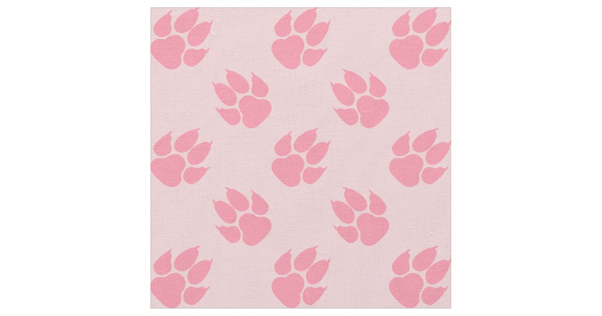 Pink Dog Paw Prints Pattern Fabric | Zazzle
