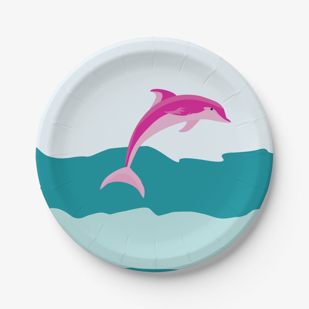 Pink Dolphin theme plates | Zazzle
