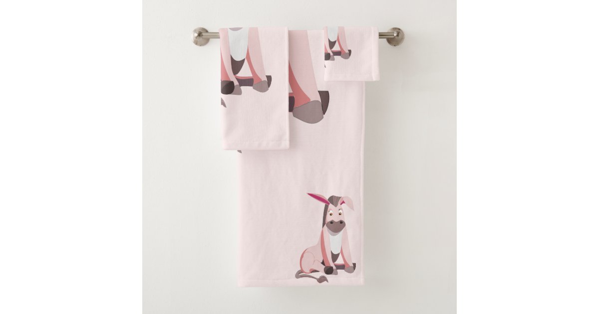 Pink Donkey Bath Towel Set | Zazzle
