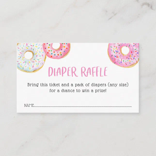 Pink Donut Baby Diaper Raffle Ticket Enclosure Card | Zazzle