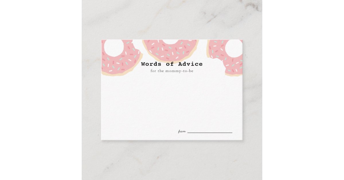 Pink Donut Baby Shower Advice Cards | Zazzle