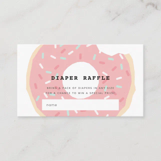 Pink Donut Baby Shower Diaper Raffle Ticket Enclosure Card | Zazzle