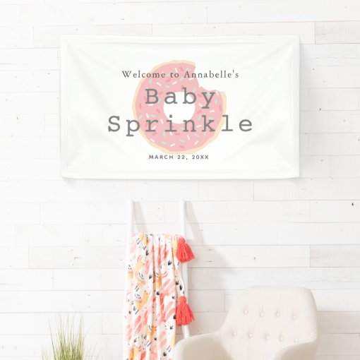 Pink Donut Baby Sprinkle / Shower Banner | Zazzle